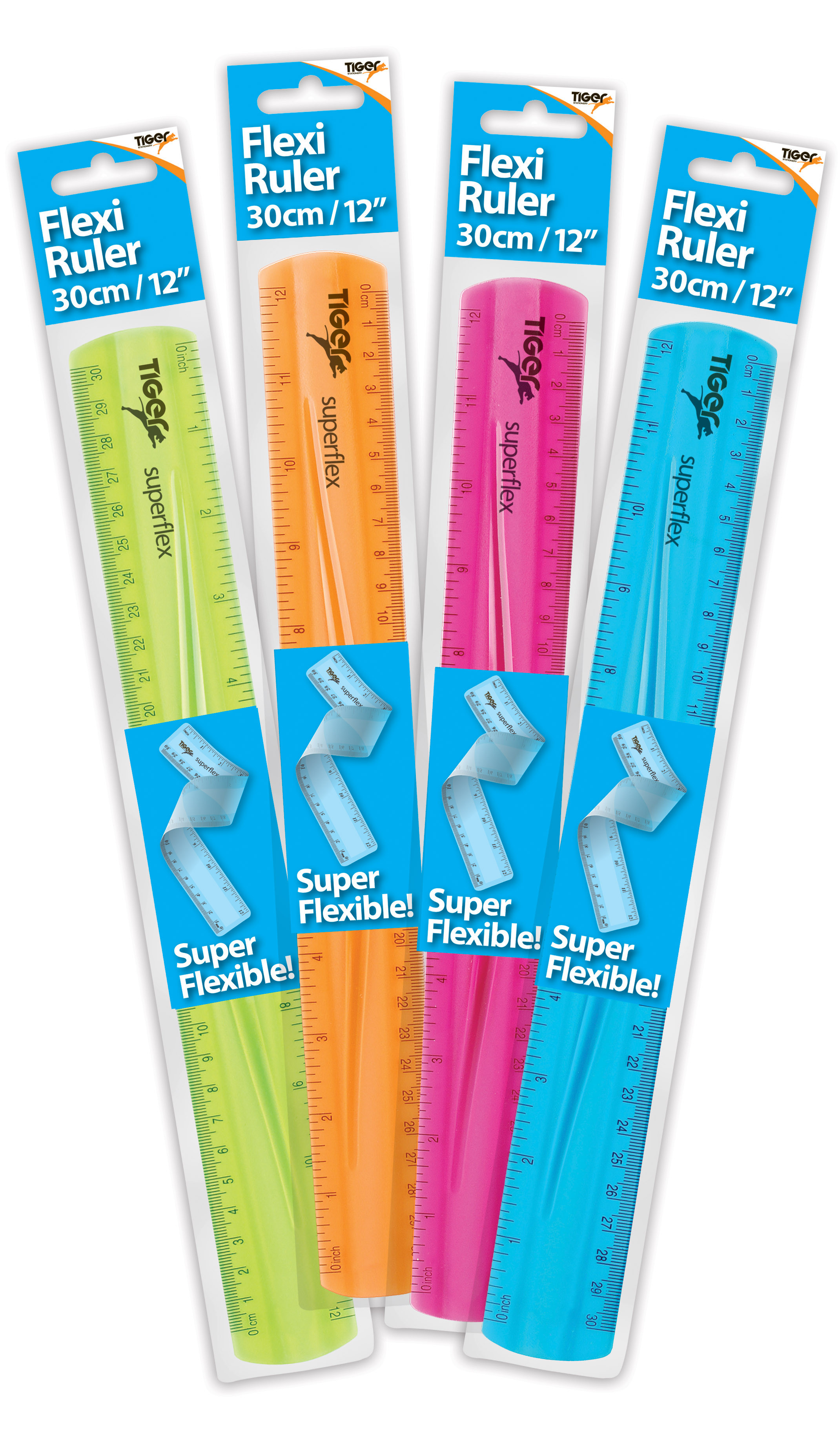 Tiger Stationery - 30cm Flexi Ruler Assorted