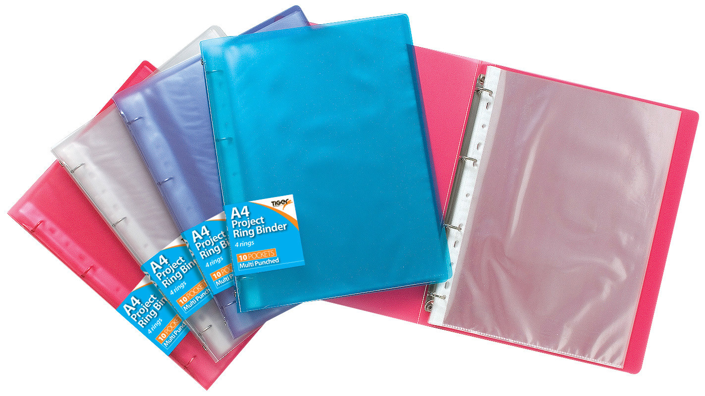 Tiger Stationery A4 Slim 4 Ring Binder Clearview Assorted tiger-stationery-a4-slim-4-ring-binder-clearview-assorted