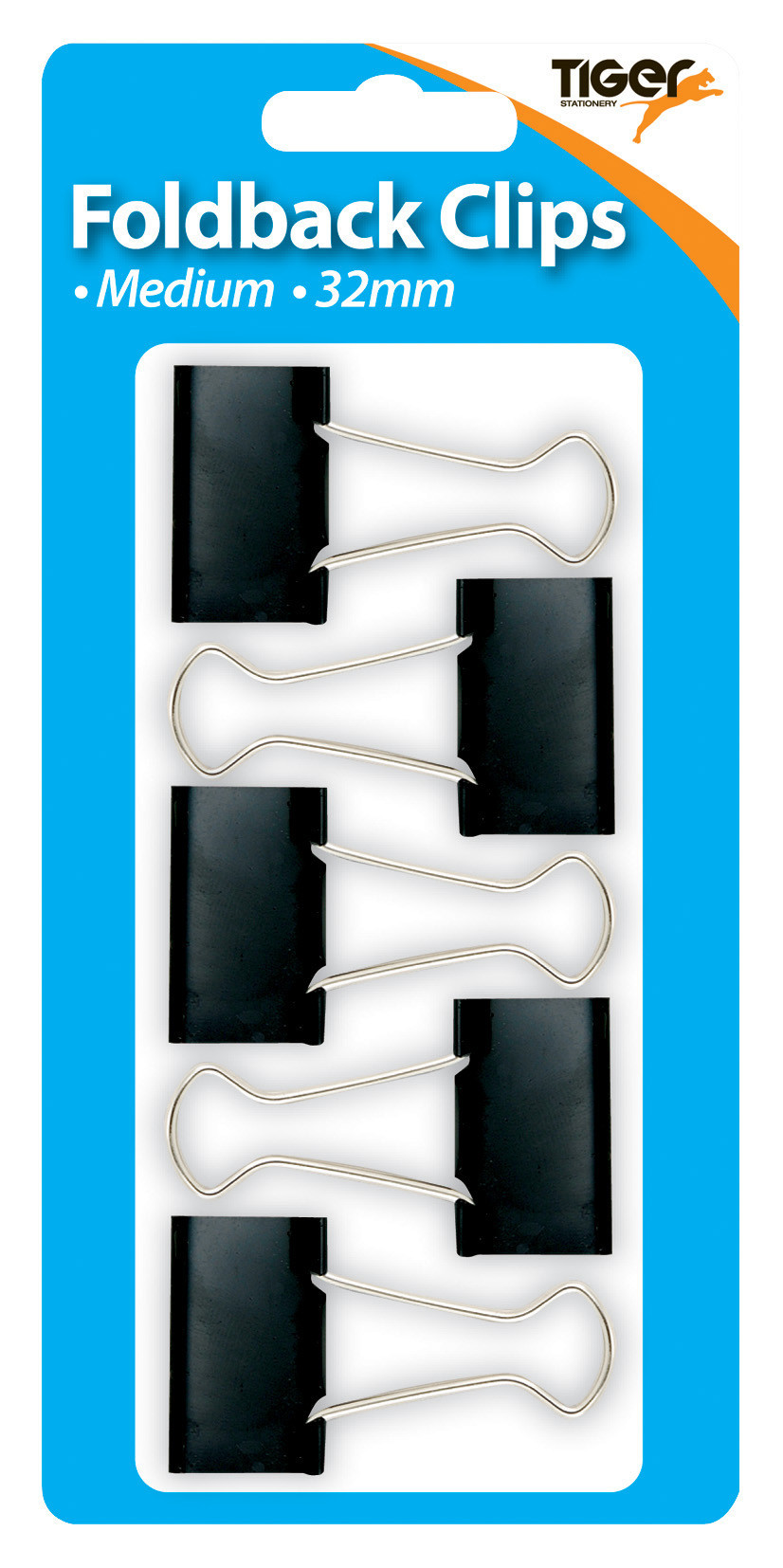 Tiger Stationery - Fold Back Clips Pack 5 32mm