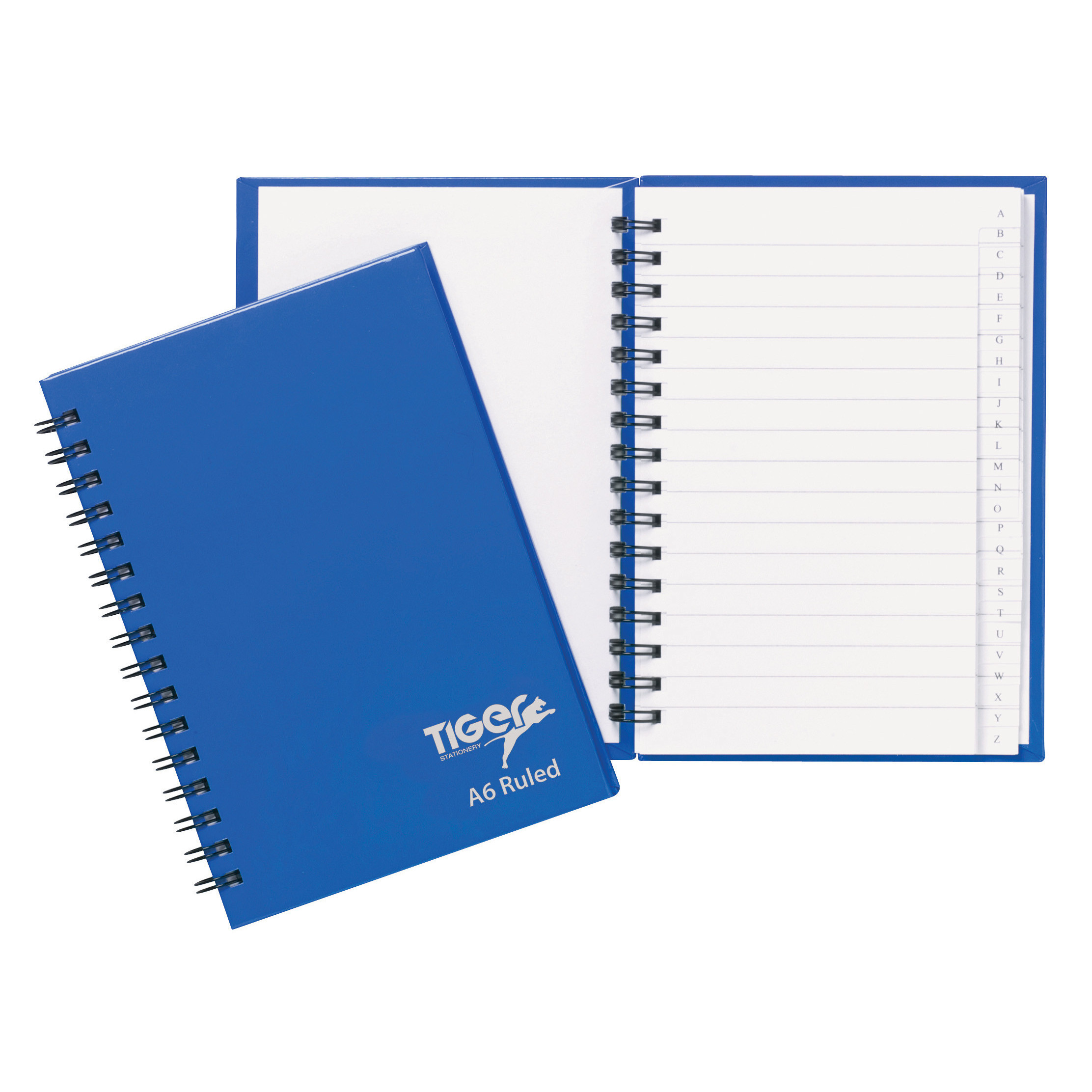 Tiger Stationery - A6 T.Wire Indexed 72Sh Notebook Blue