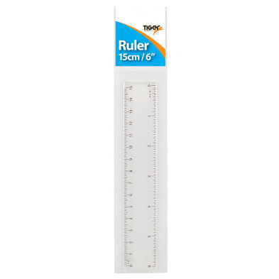 Tiger Stationery - 15cm/6inch Shatter Resistant Ruler - Clear