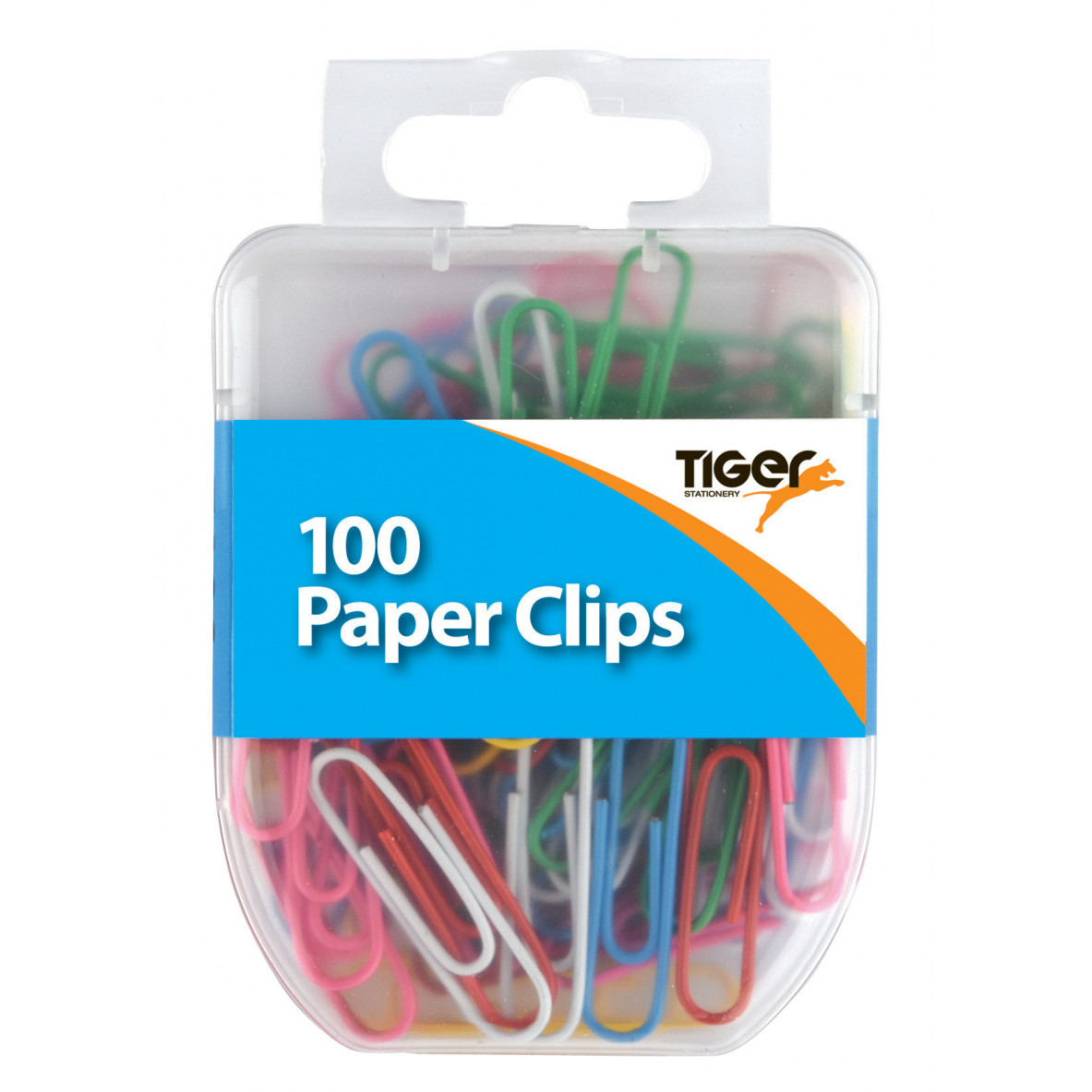 Tiger Stationery - Essential 100 Paper Clips Coloured