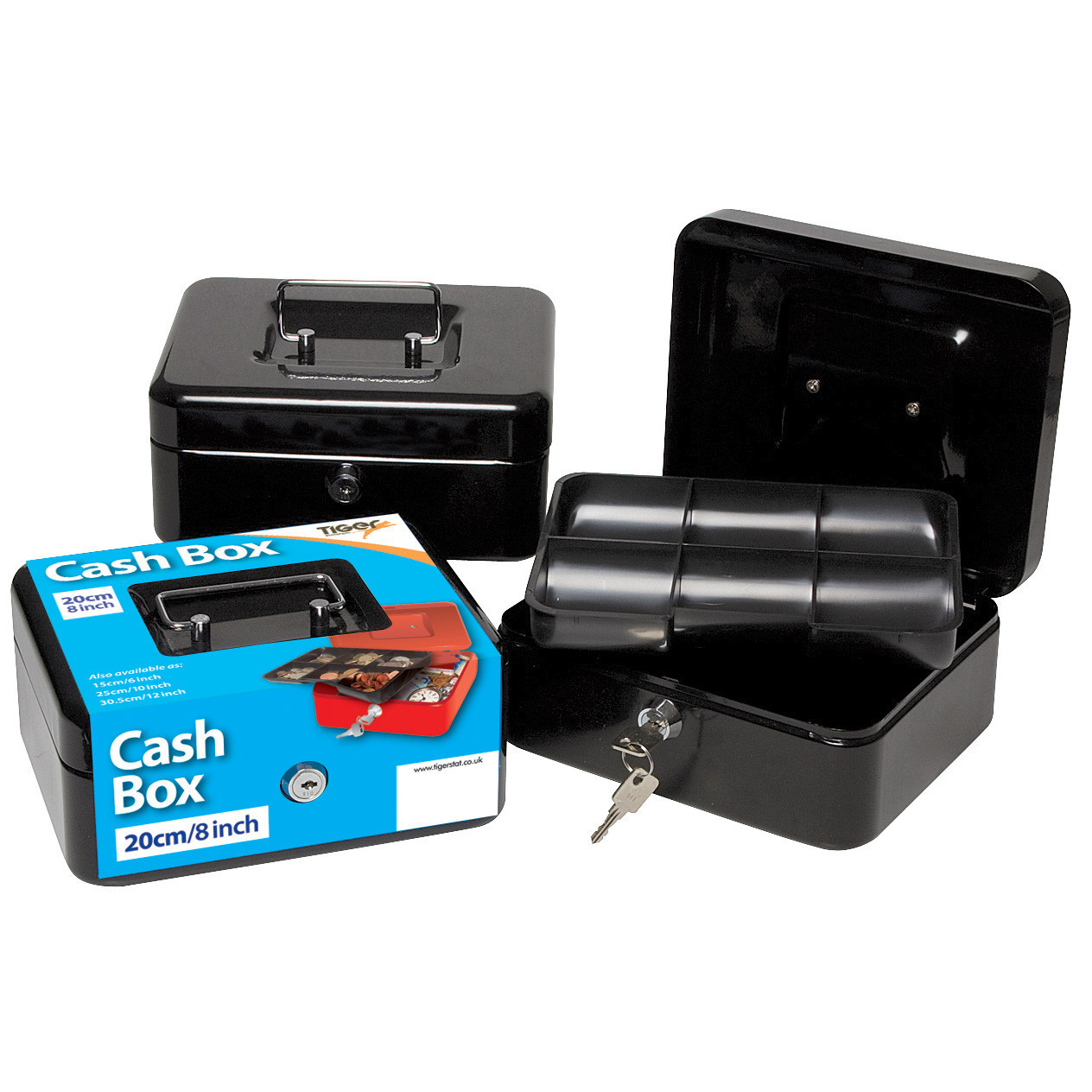 Tiger Stationery - Cash Boxes 20cm/8in Black