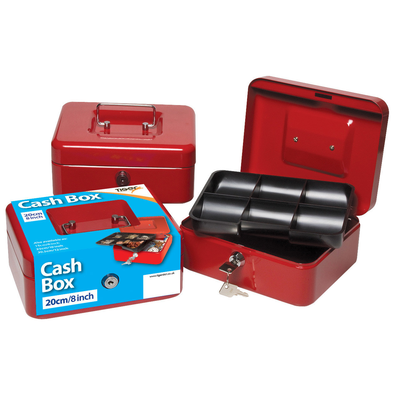 Tiger Stationery - Cash Boxes 20cm/8in Red