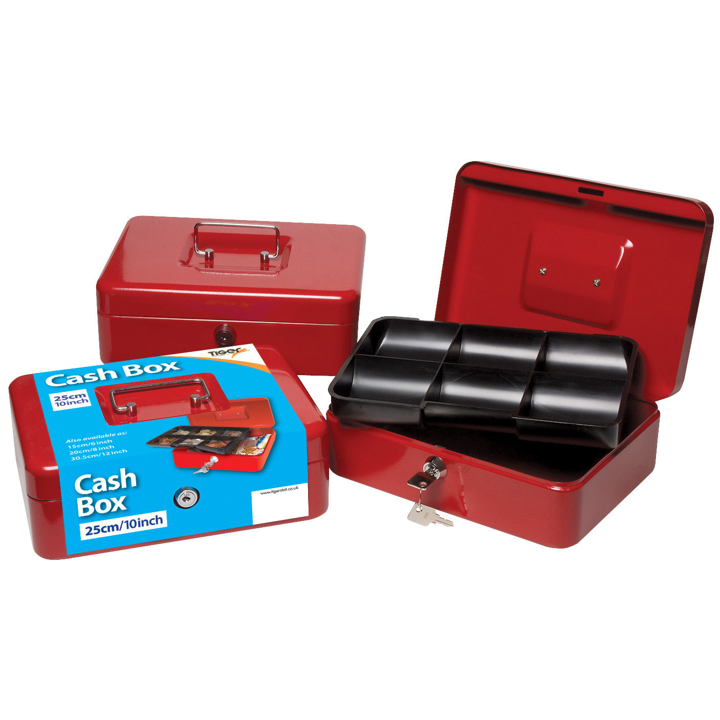Tiger Stationery - Cash Boxes 25cm/10in Red