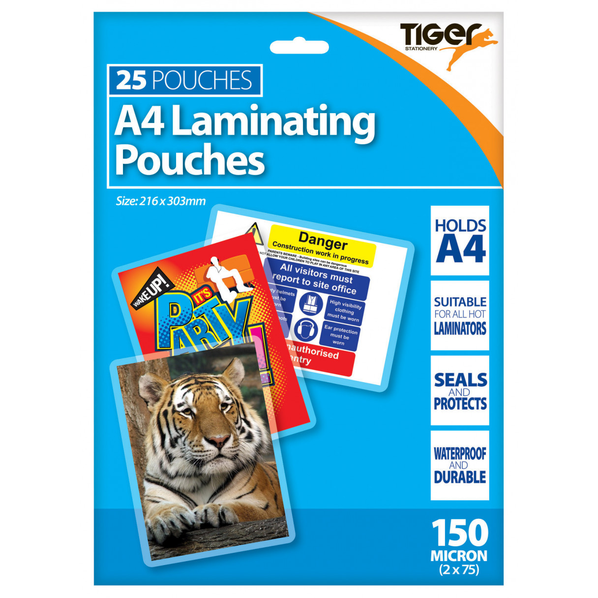 Tiger Stationery - A4 Pack 25 150M Laminating Pouches