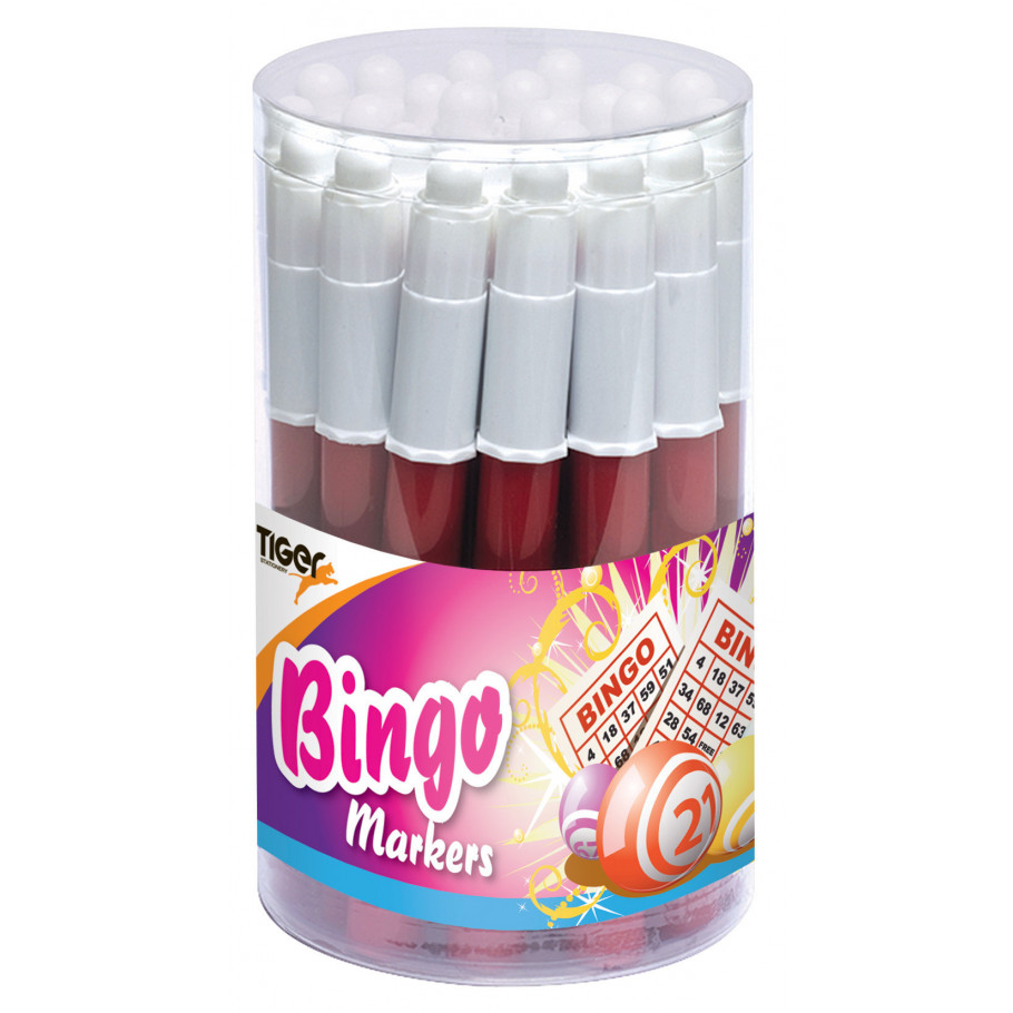 Tiger Stationery - Tiger Bingo Markers Tub Red