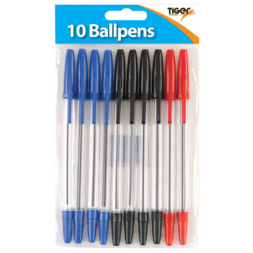 Tiger Stationery - Ball Point Pens Pack 10 Assorted