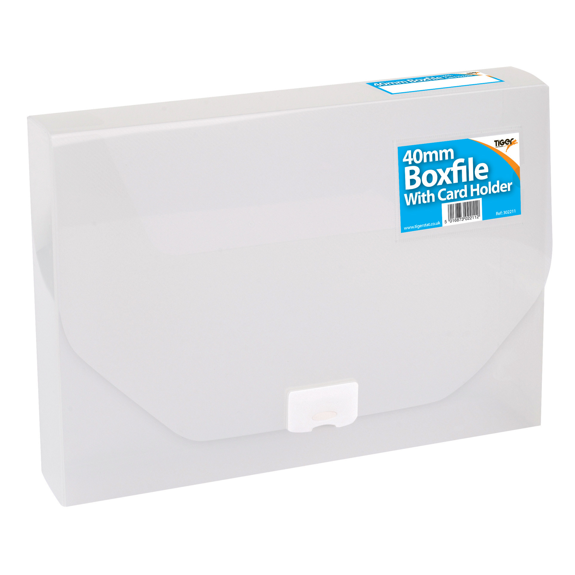 Tiger Stationery - 40mm Clear Boxfile With Clip Closure