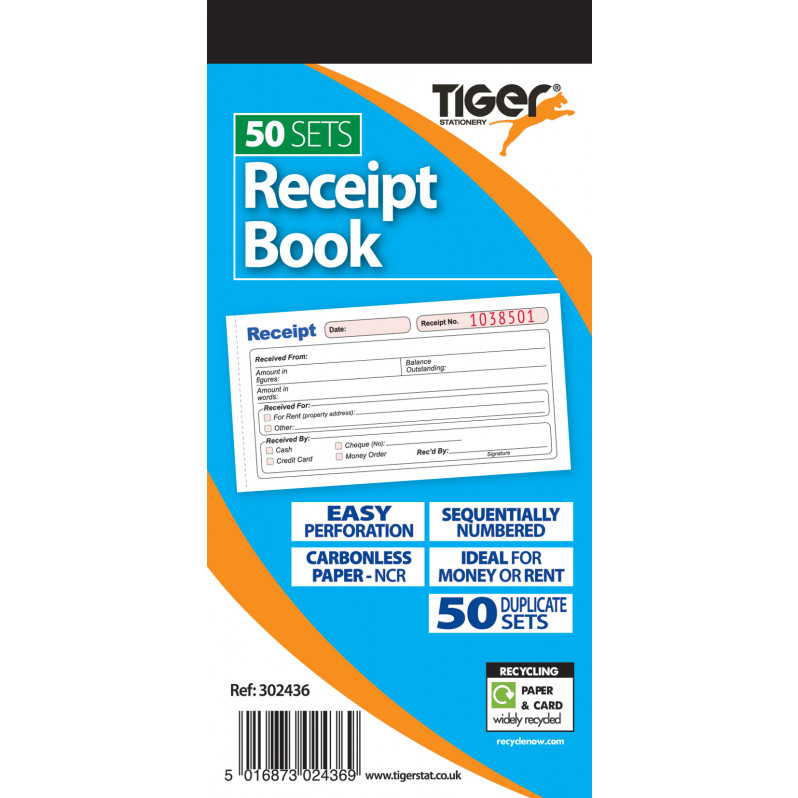Tiger Stationery - Receipt Book Small 200 Set