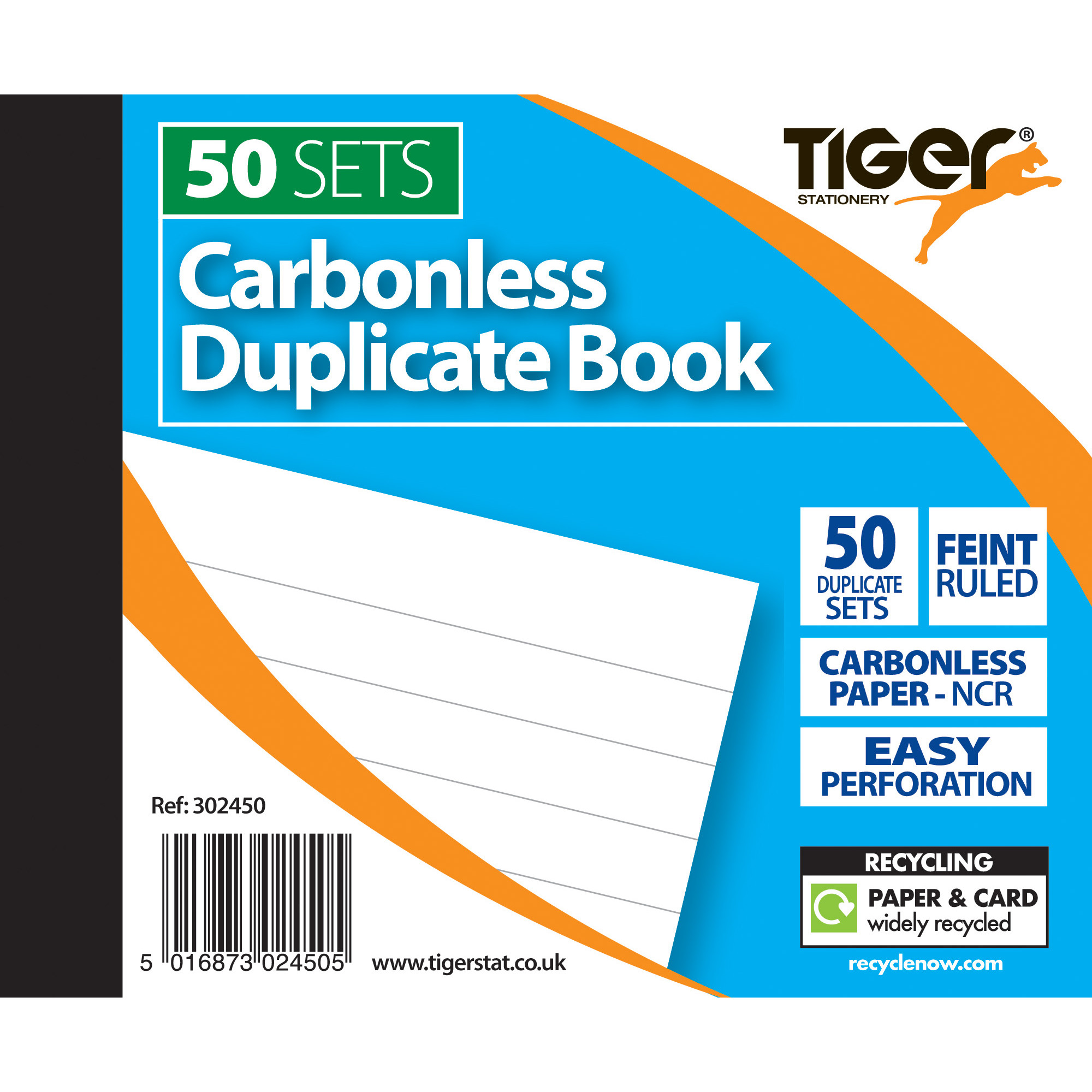 Tiger Stationery - Carbonless Duplicate Book feint Ruled Small
