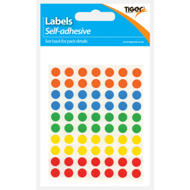 Tiger Stationery - Coloured Ahesive Label Circles 8mm