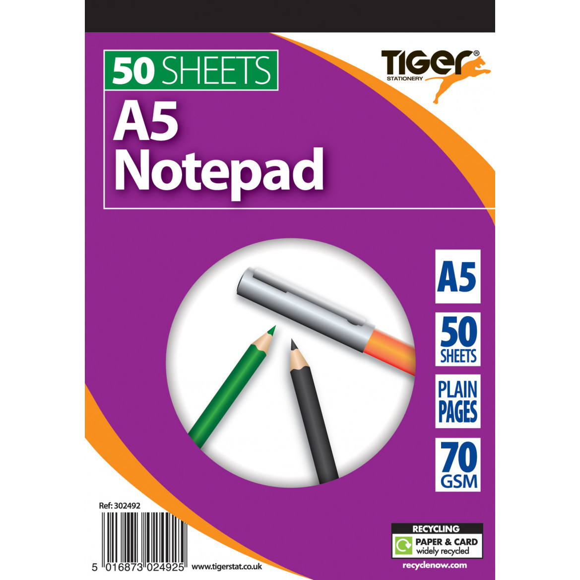 Tiger Stationery - A5 Plain Writing Pad 80 Sheet