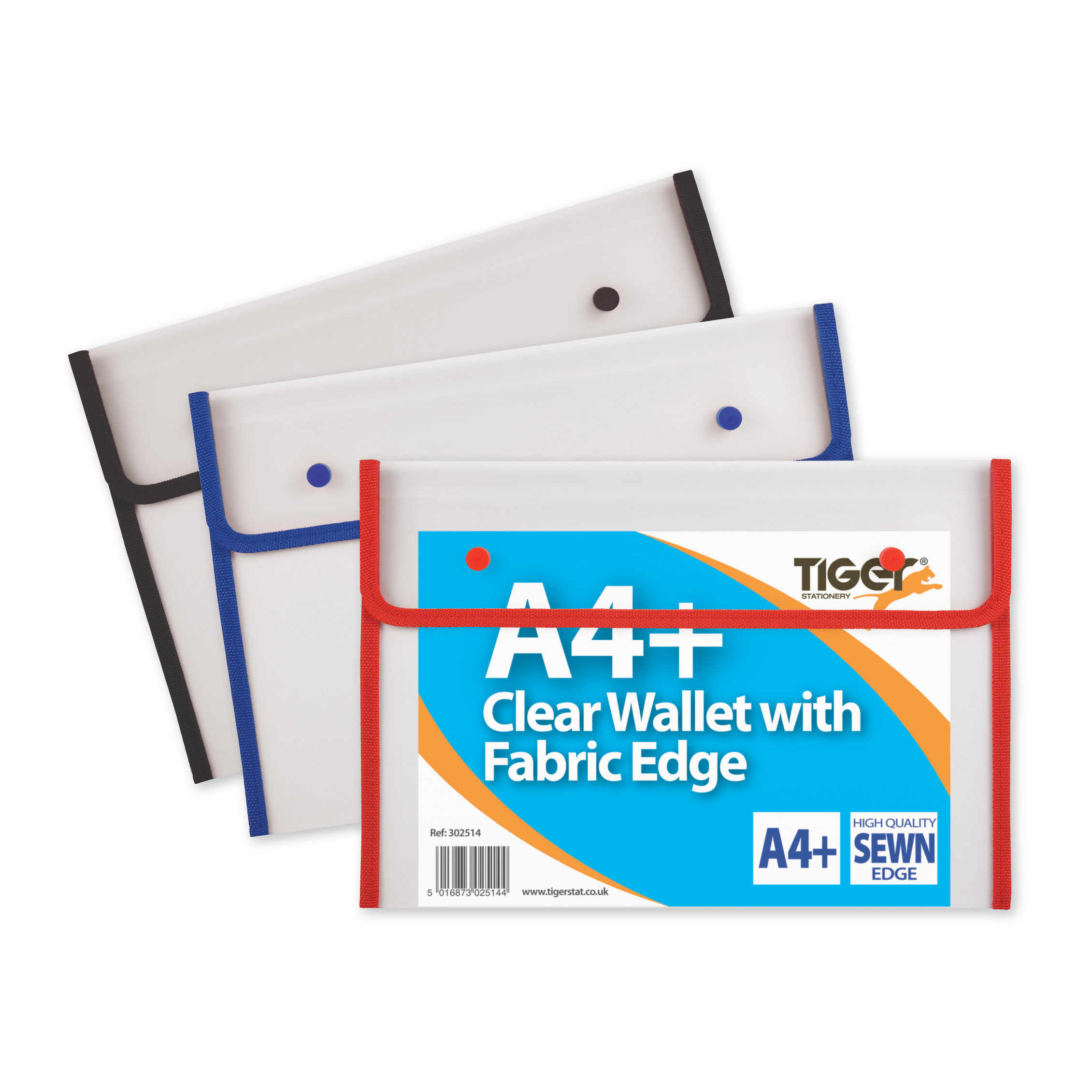 Tiger Stationery - A4+ Clear wallet with Fabric Edge