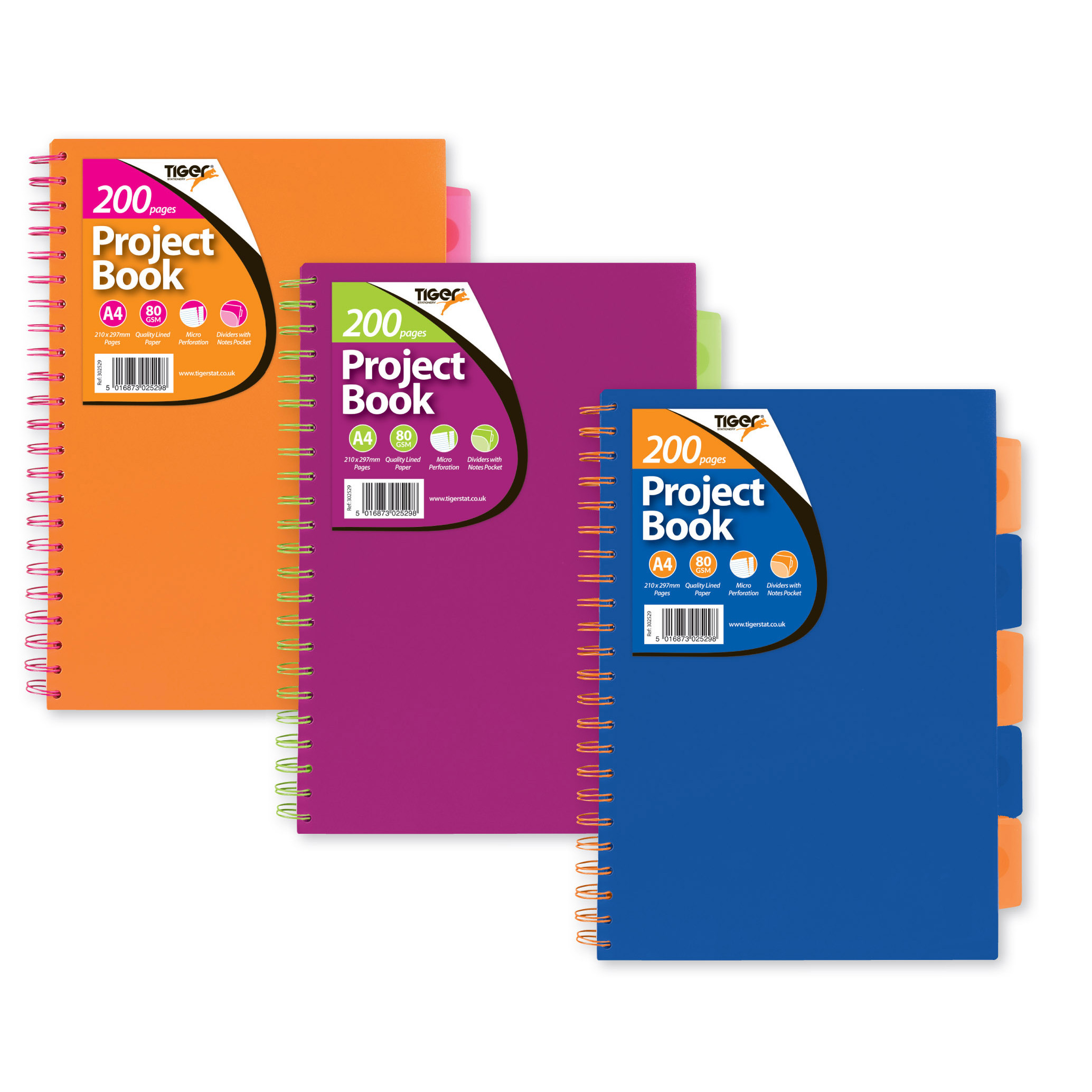 Tiger Stationery - A4 5 Subject Neon 100 Sheets